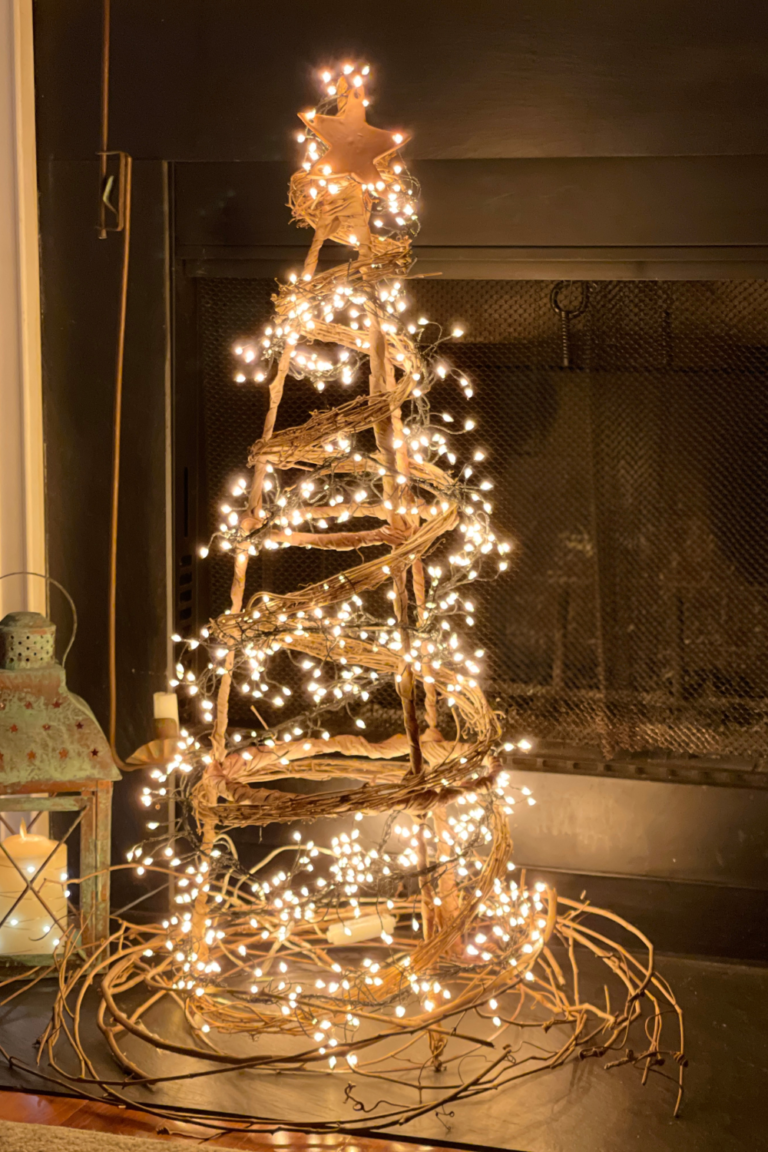 HOW TO DIY A FAUX GRAPEVINE TREE FOR CHRISTMAS - Saved from Salvage